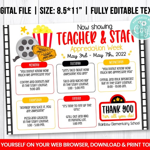 Movie Hollywood Teacher Appreciation Week Theme. Teacher & - Etsy