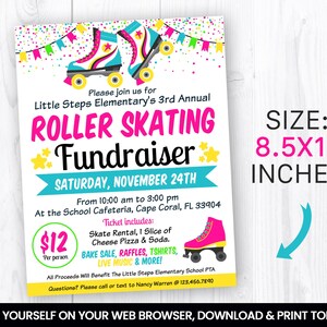 EDITABLE Skate Rolling Fundraiser Flyer Template, Charity Non Profit ...