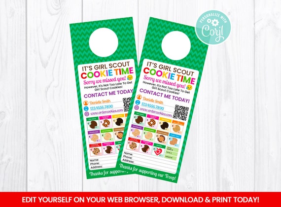 EDITABLE Girl Scout Door Hanger, Self Editing Booth Decor Menu Card ...
