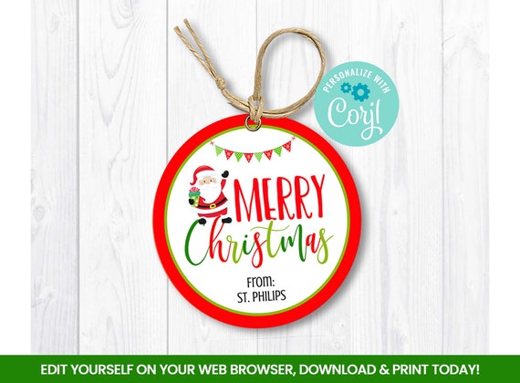 EDITABLE Santa Claus circle gift tags, Christmas Round tags ideas ...
