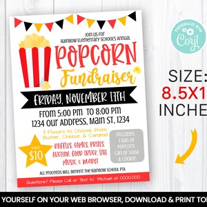 EDITABLE Popcorn Fundraiser Flyer Template, Charity Non Profit Event ...