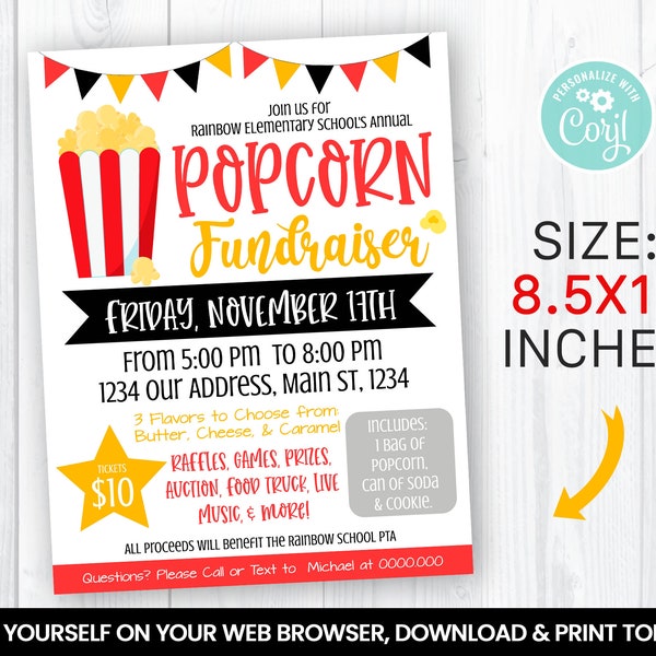 Popcorn Flyer Template - Etsy