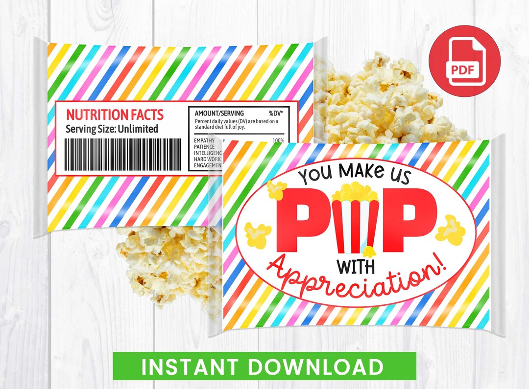 Teacher Appreciation Microwave Popcorn Wrapper, Teacher and Staff ...