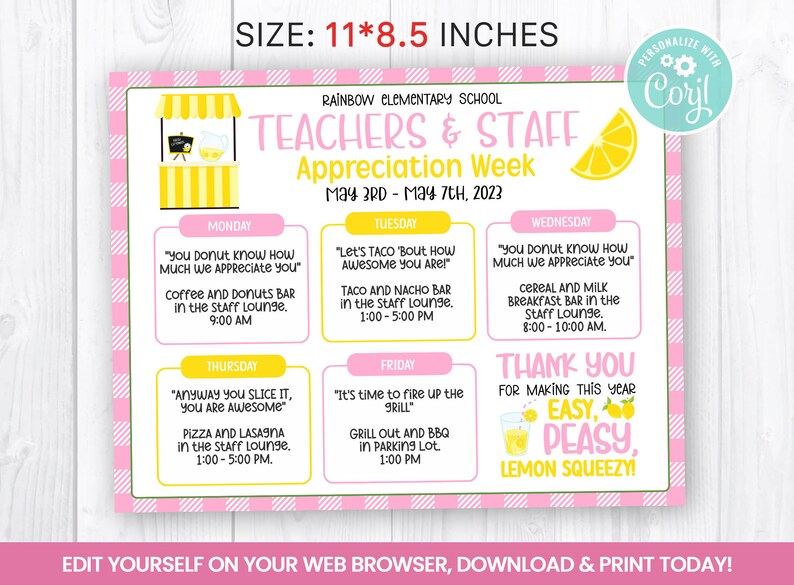 EDITABLE Lemonade Teacher & Staff Appreciation Flyer Lemon - Etsy
