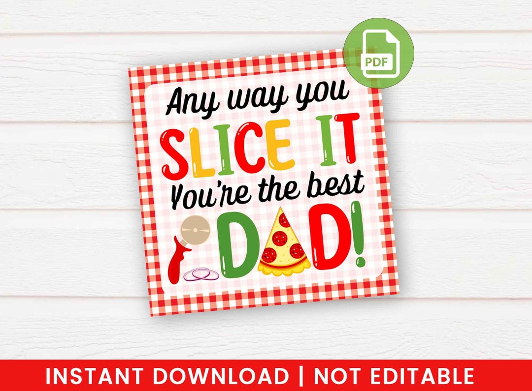 Best Dad Printable Gift Tags, Mini Pizza Box Label, Cookie Square Card ...