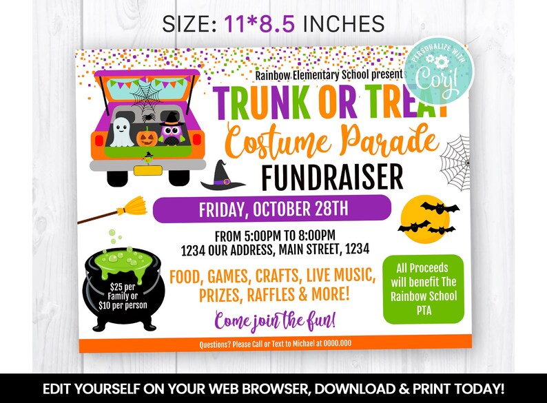 EDITABLE Halloween Trunk or Treat Costume Parade Flyer - Etsy