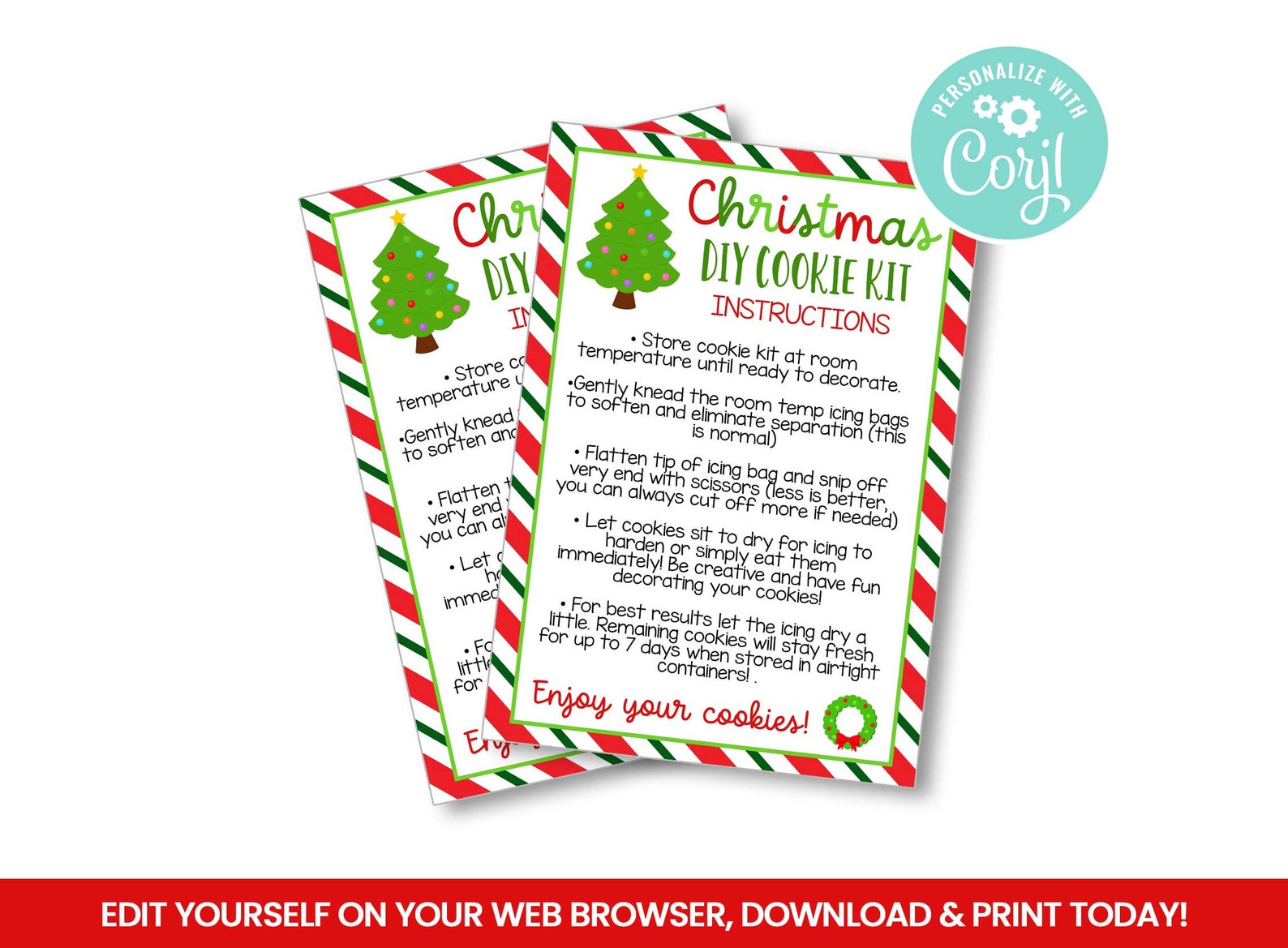 Editable Merry Christmas DIY Cookie Kit Instructions Cookie - Etsy