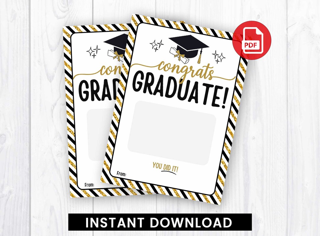 Congrats Grad Appreciation Gift Card Holder, Graduation PDF Instant ...