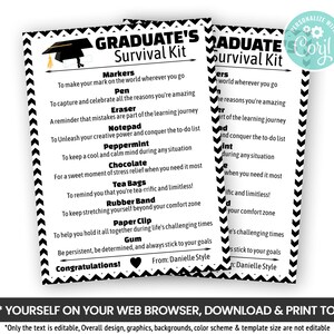 Printable Editable Graduate Survival Kit Template, Self Editing ...