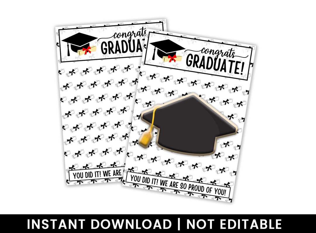 Congrats Graduate Printable Cookie Card Holder, Graduation Themed, 3 ...