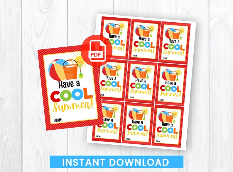 Have a Cool Summer Printable Gift Tags Bucket Ball. Sun Tag - Etsy