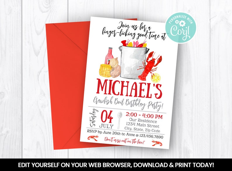 Editable Crawfish Boil Birthday Party Invitation Family - Etsy