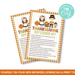 Editable Thanksgiving DIY Cookie Kit Instructions, Cookie Packaging ...
