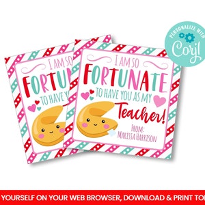 EDITABLE Fortune Cookie Square Tags, Cookie Treat Tags Ideas, Valentine ...