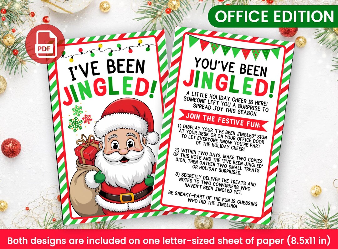 I''ve Been JINGLED Printable Sign Office Christmas Game Holiday Favor ...