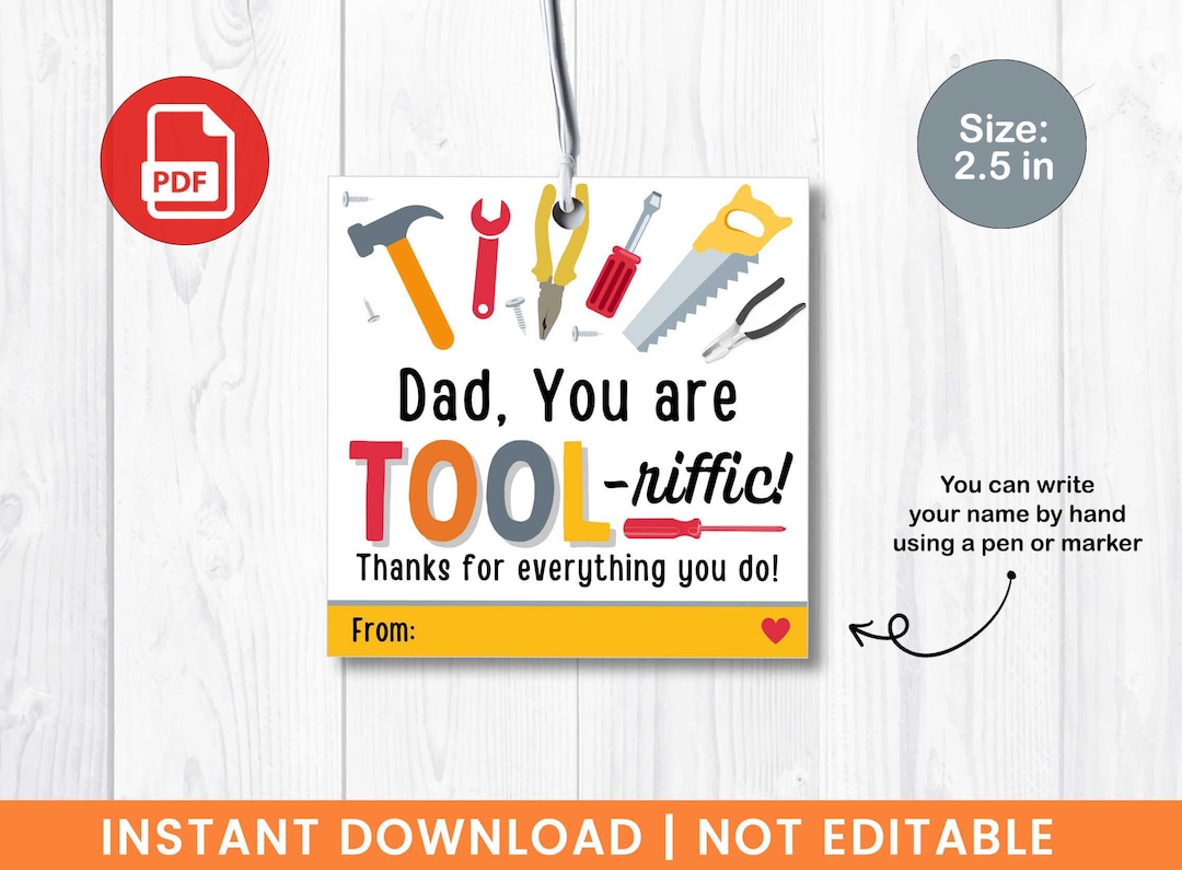 Printable Tool-themed Father's Day Gift Tags: Handyman-inspired, DIY ...