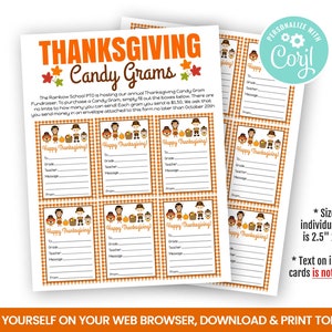 EDITABLE Thanksgiving Candy Grams Flyer School Pto Pta - Etsy
