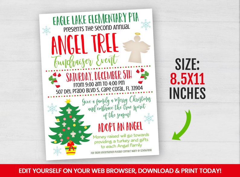 EDITABLE Christmas Angel Tree Flyer Template Charity Non Etsy EDITABLE Christmas Angel Tree Flyer Template Charity Non Etsy