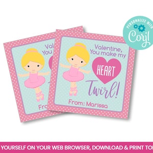 EDITABLE Ballerina Square Tags Ballet Dancer Favor Tags - Etsy