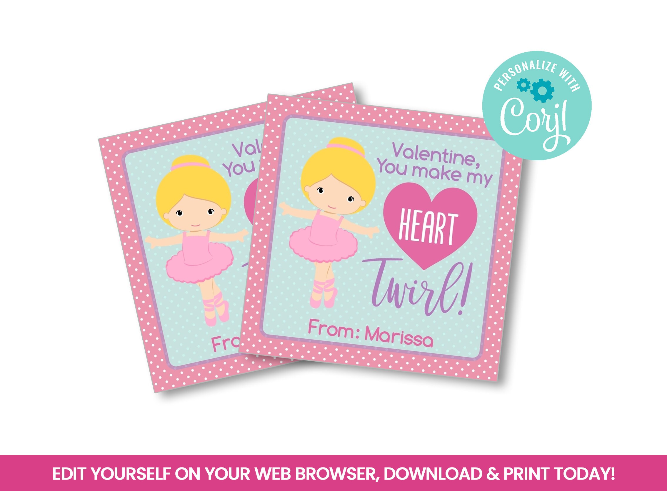 EDITABLE Ballerina Square Tags Ballet Dancer Favor Tags | Etsy