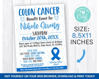 EDITABLE Brain Cancer Fundraiser Event Flyer, Gray Ribbon, Cancer ...