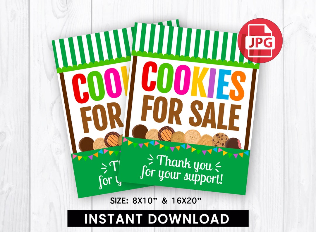Cookies for Sale Printable Sign, Scout Cookie Booth Flyer, Cookies for ...