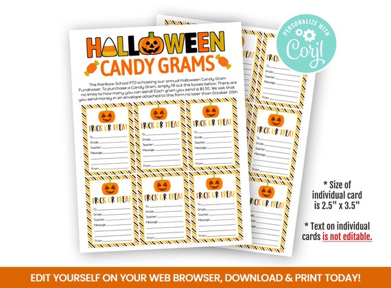 EDITABLE Halloween Candy Grams Flyer, School Pto Pta, Church Fundraiser ...
