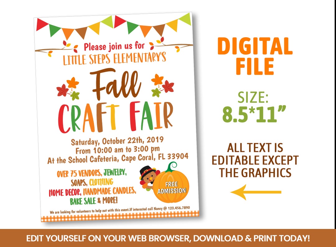 EDITABLE Fall Craft Fair Flyer Template, Boutique, Bazaar, Boutique 8 ...