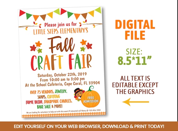 EDITABLE Fall Craft Fair Flyer Template, Boutique, Bazaar, Boutique 8 ...