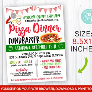 EDITABLE Pizza Dinner Fundraiser Flyer Template, Charity Non Profit ...