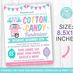 EDITABLE Cotton Candy Fundraiser Flyer Template Charity Non - Etsy