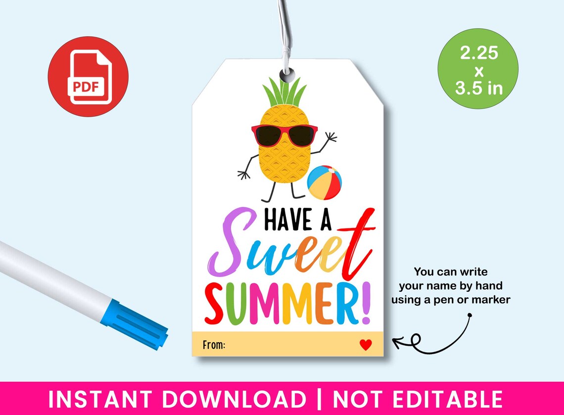 Have a Sweet Summer Printable Gift Tags Pineapple Tag Design - Etsy