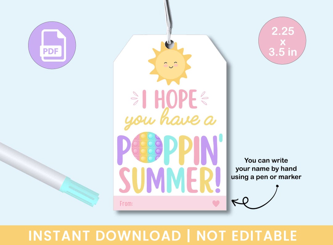 Fidget Printable Gift Tags, Summer Tag Design, Beach Themed, Pool Party ...