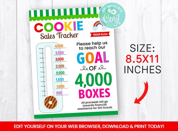 Editable Girl Scout Cookie Sales Tracker, Non Profit Event Poster, Goal ...