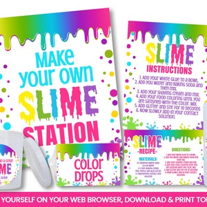EDITABLE Slime Making Station Set, Slime Birthday Party Theme Self ...