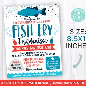 EDITABLE Fish Fry Fundraiser Flyer Template, Charity Non Profit Event ...