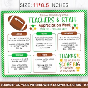 EDITABLE Football Teacher Staff Appreciation Flyer, Sports Itinerary ...