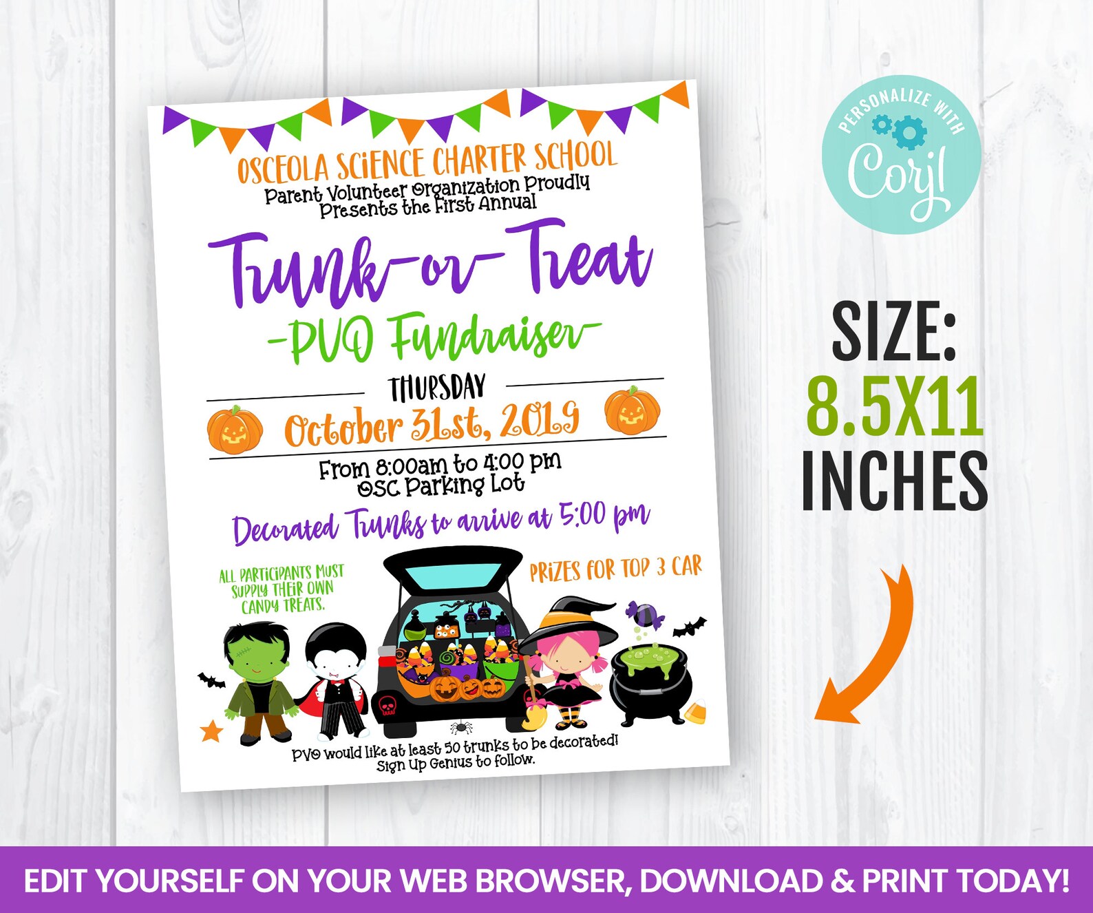 EDITABLE Trunk or Treat Flyer Template 8.5x11 Inches Kids - Etsy