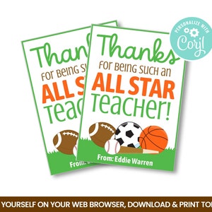 EDITABLE Coach or Teacher Appreciation Gift Tag Sports - Etsy