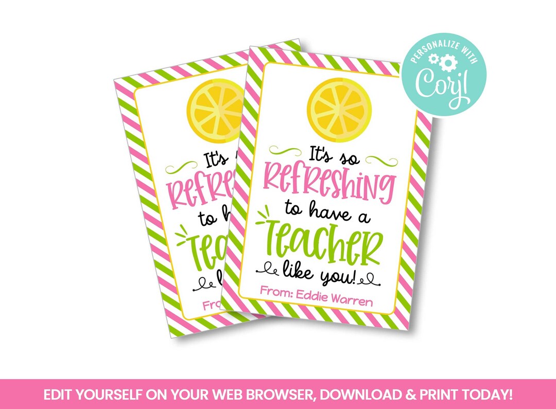 EDITABLE Teacher Appreciation Gift Tag, Boss Worker Staff Corporate ...