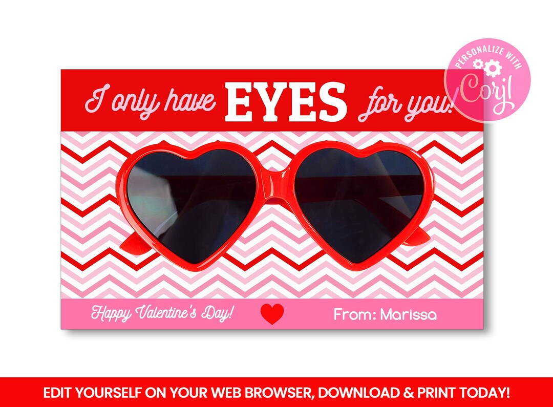 EDITABLE Sunglasses Valentine's Day Card Holder, Eye Glasses Exchange ...