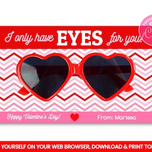 EDITABLE Sunglasses Valentine's Day Card Holder, Eye Glasses Exchange ...