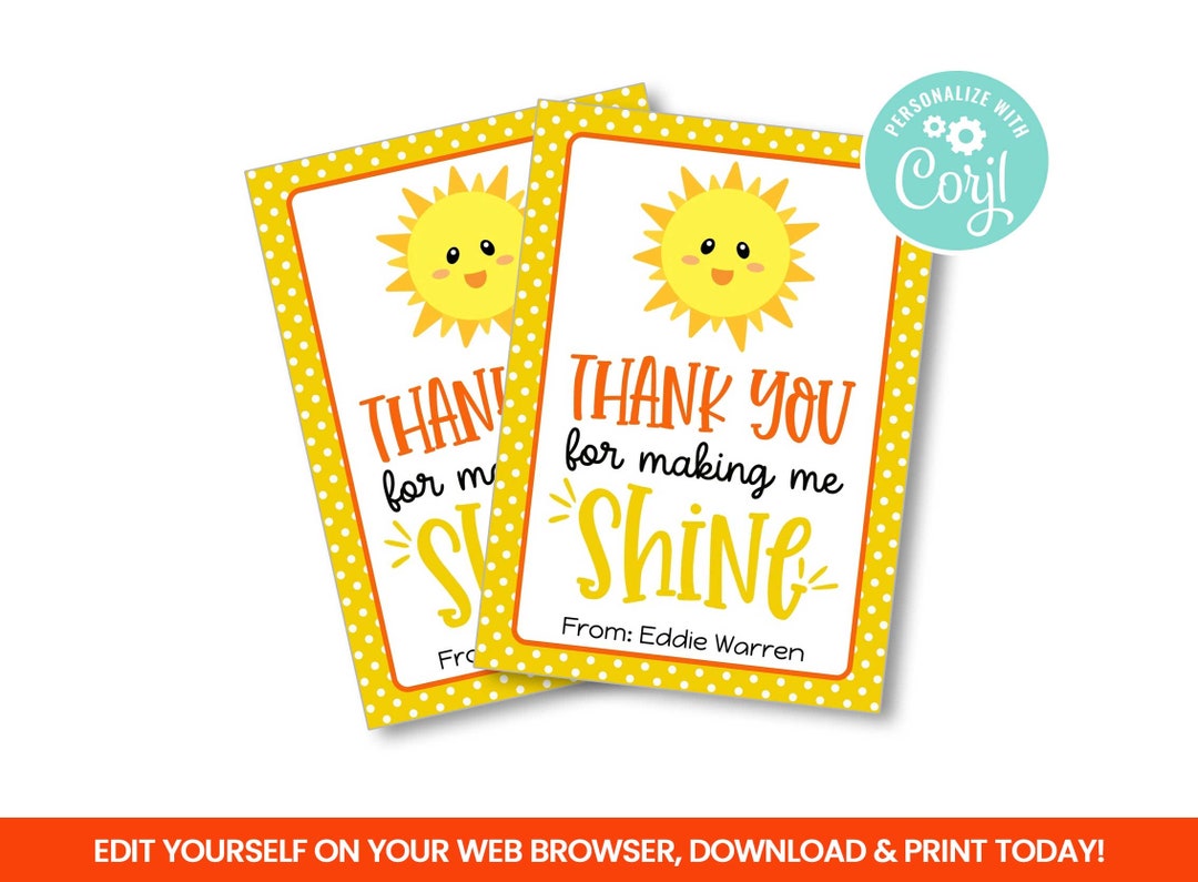 EDITABLE Teacher Appreciation Thank You Gift Tag, Boss Worker Staff ...