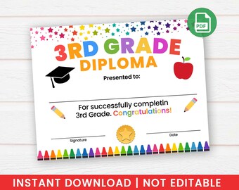 Printable 6th Grade Graduation Diploma End of School - Etsy