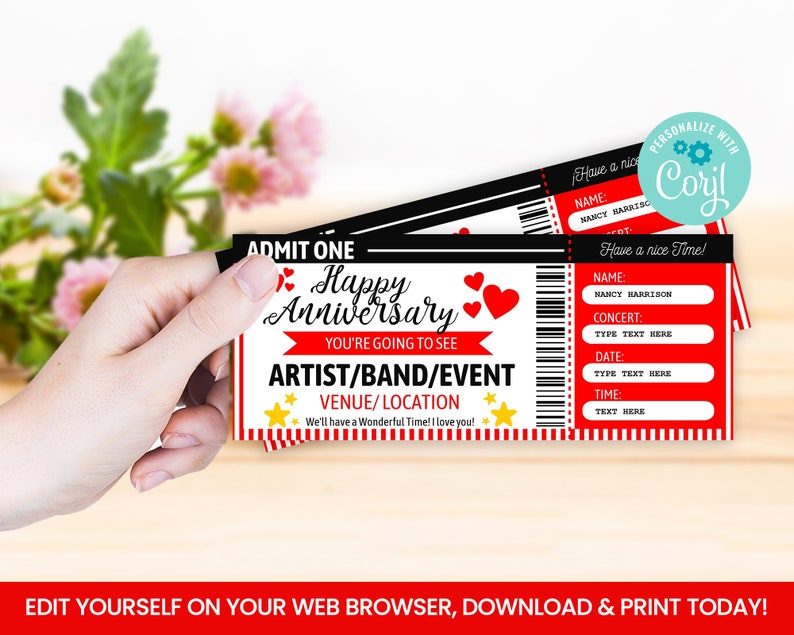 EDITABLE Concert Surprise Ticket Show Band Music Festival - Etsy