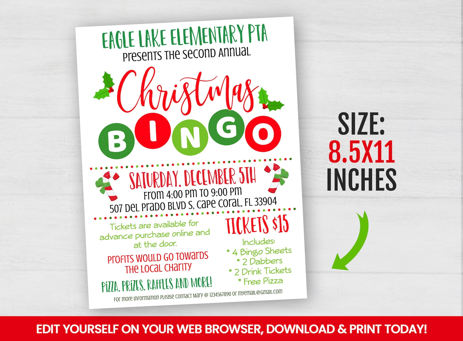 EDITABLE Christmas Bingo Flyer Template Charity Event Flyer - Etsy