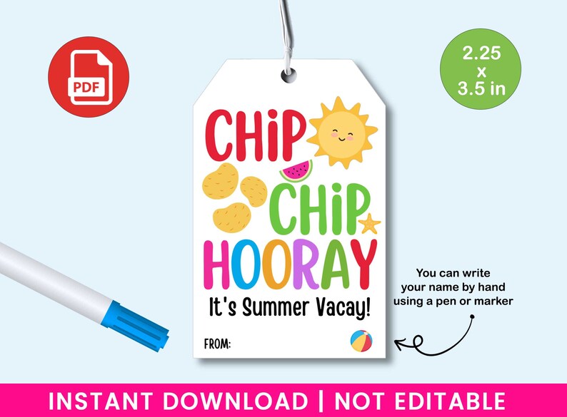 Potato Chips Printable Gift Tags Summer Break Tag Design - Etsy