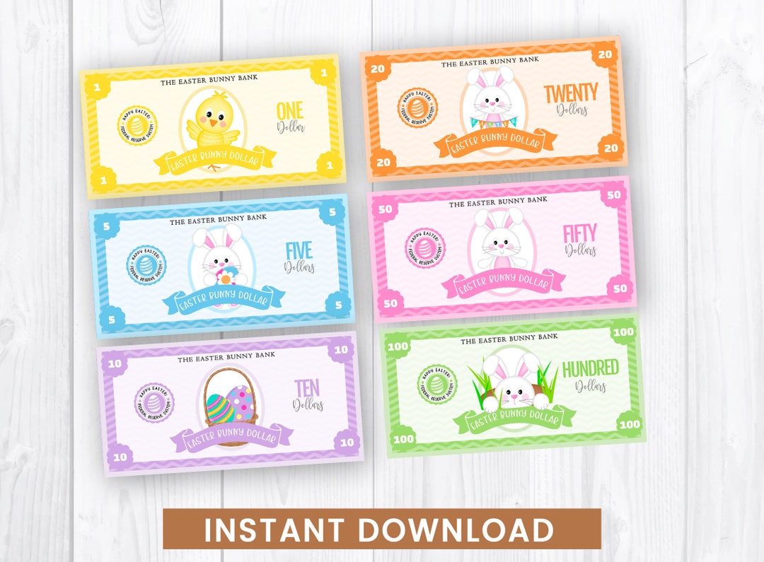 Easter Bunny Dollars, Printable Chick and Bunny Bucks, Happy Easter ...