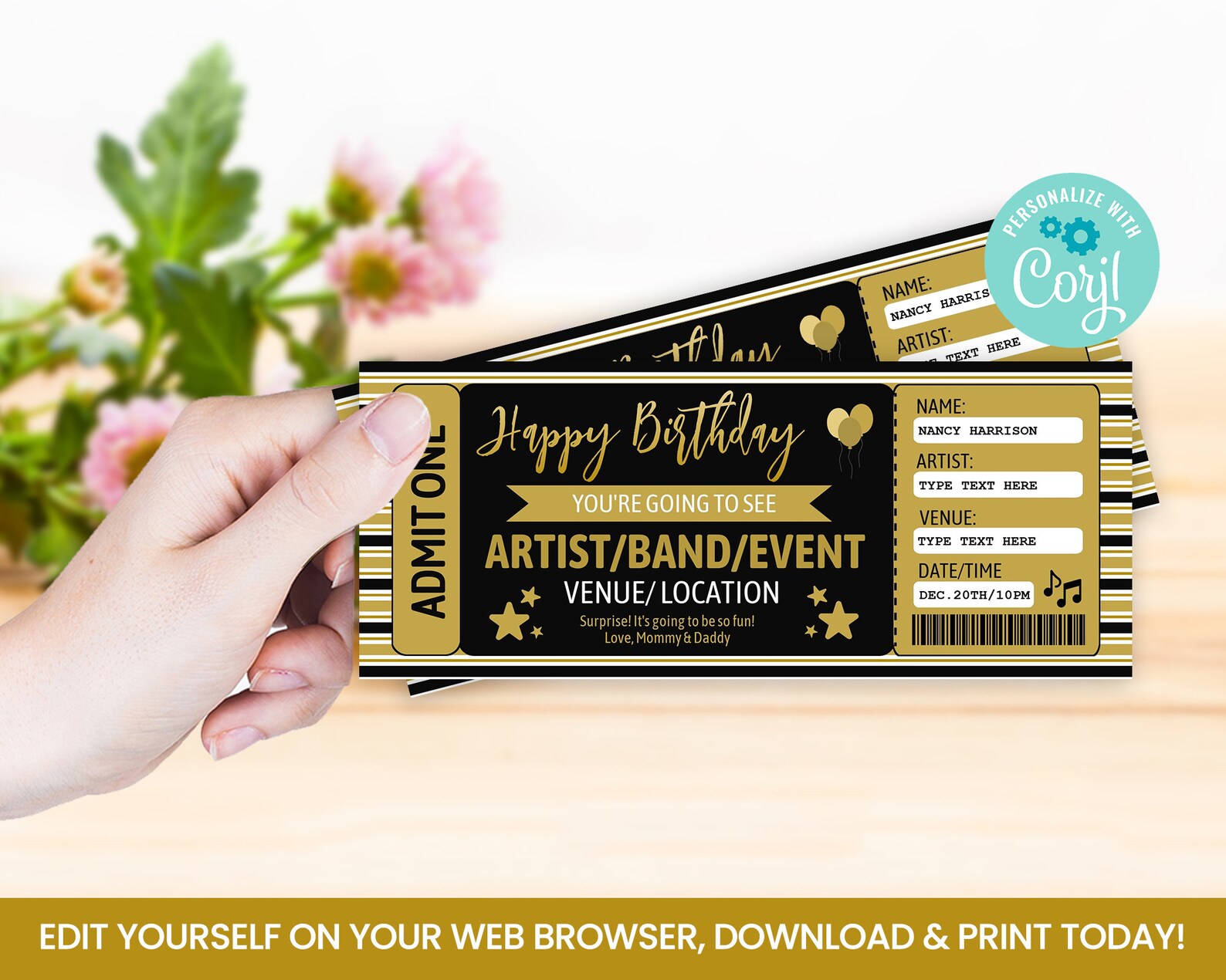 EDITABLE Concert Surprise Ticket Show Band Music Festival - Etsy