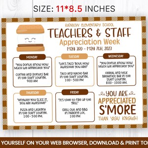 EDITABLE S'more Teacher & Staff Appreciation Flyer, Campfire Itinerary ...